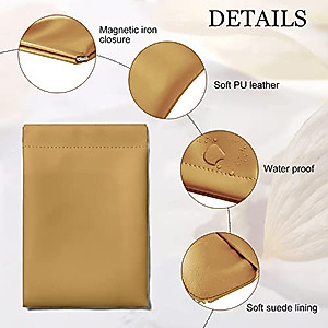 muchly 6Pcs Soft PU Leather Jewelry Travel Bag- Pocket Cosmetic Bag- Portable Jewelry Organizer for Jewelry，Cosmetics, Headphones (3 colors)