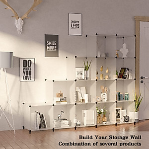 Homywish Cube Storage Organizer 6-Cube Closet Storage Shelves with Wooden Hammer DIY Closet Cabinet Room Storage Bookshelf Plastic Square Organizer Shelving for Home, Office, Bedroom, White…