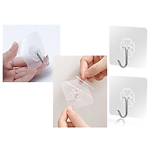 Transparent Hooks for Hanging Heavy Duty with Command Strips,Waterproof Bathroom Kitchen Heavy Duty Hooks, Best Shower Hooks for Inside Shower - 32 LBS Weight Capacity with Stainless Steel Hook