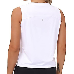 Ice Silk Workout Tops for Women Quick Dry Muscle Gym Running Shirts Sleeveless Flowy Yoga Tank Tops (White, Small)