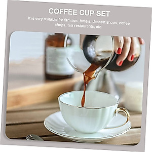 DOITOOL 1 Set Coffee Cup Set Tea Cup with Spoon and Saucer Coffee Cup with Dish Coffee Cups and Saucer Espresso Glasses Espresso Cups and Saucer British White Ceramics Lovers Drinking Cup