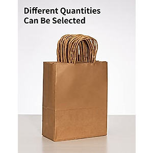 RACETOP Small Brown Kraft Paper Bags with Handles Bulk, 5.9"x3.2"x8.3" 100Pcs Small Brown Gift Bags, Mini Paper Bags, Gift Bags Bulk, Goodie Bag, Retail Bags, Gift Wrap Bags, Shopping Bags
