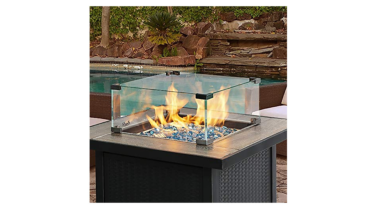 BALI OUTDOORS 18" Square Fire Pit Glass Wind Guard