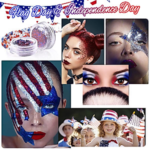 Laza Independence Day Body Glitter, 2 Jars Red Blue White Chunky Sequins with Glue Women Eyeshadow 4th of July Face Paint Festival Rave Outfit Hair Accessories Party Costumes – Circus Carnival