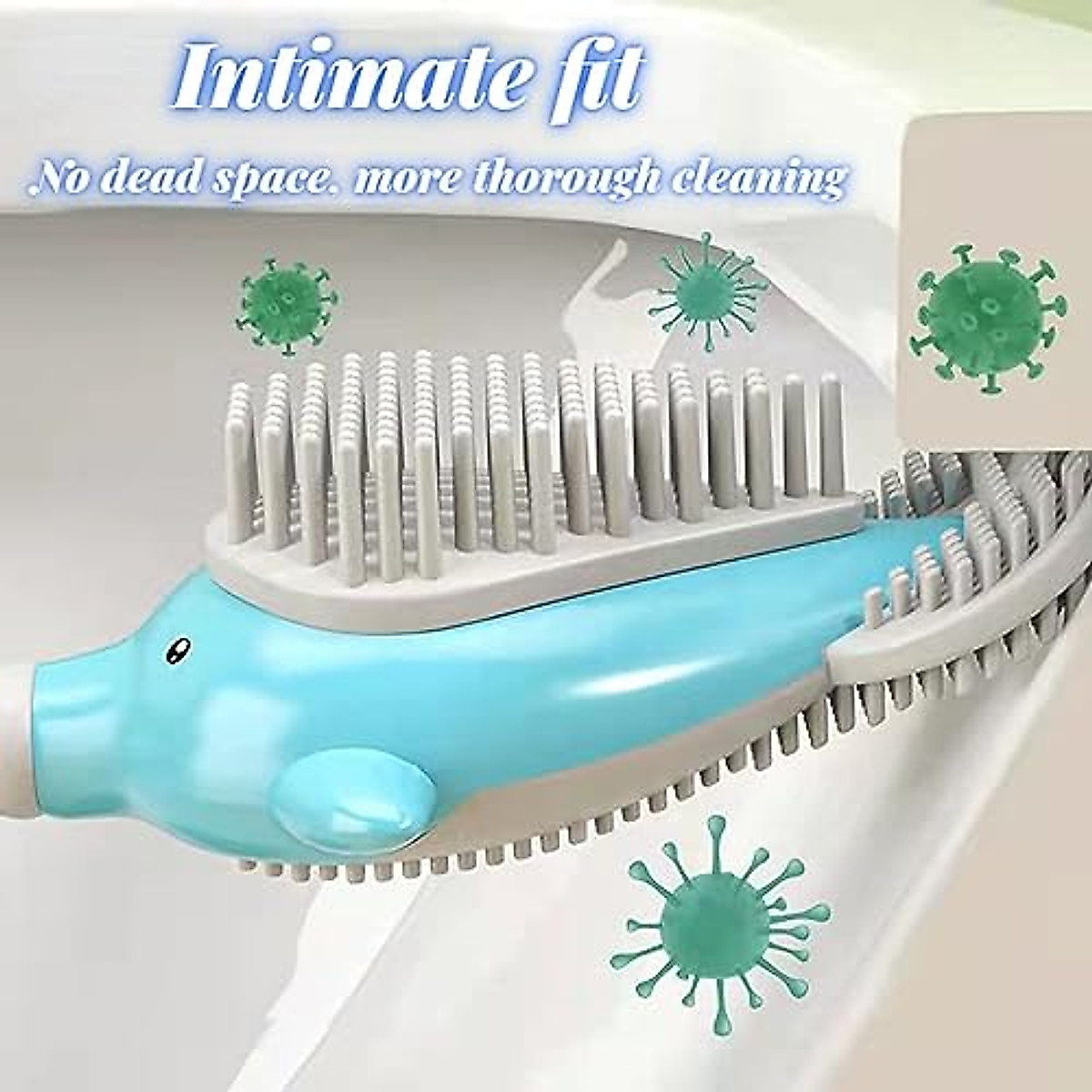 LUOWUYOU Cute Dolphin Toilet Brush, Funny Toilet Brush Silicone Toilet Brush Toilet Brush Novelty Set (Pink)