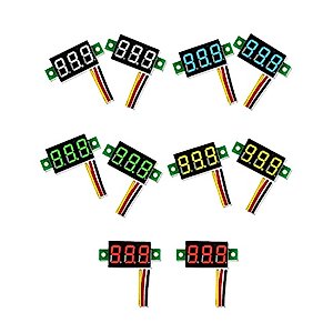 Sumklin Mini DC Voltmeter 3-Wire DC 0-100V Voltage Tester 10PCS 0.28 inch LED Panel 5 Colors Combined