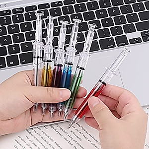 SunAngel Multi-Color Syringe Pen Writes In Black Ink, For Boys And Girls, Imaginary Doctor Play, School Supplies (red,yellow,blue,green,white,purple, 60PCS)