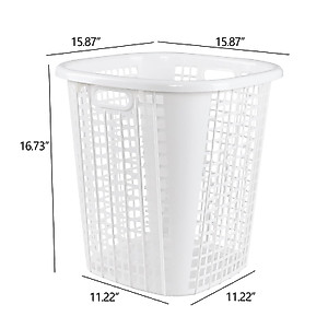Asking 50 L Plastic Dirty Clothes Hampers, 6 Pack Tall Laundry Basket with Handle, White