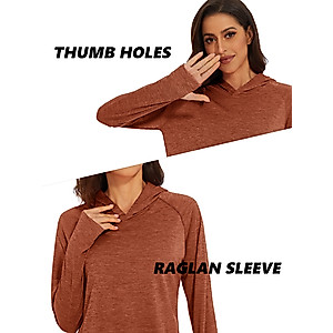 MAGCOMSEN Fishing Shirts for Lady Long Sleeve Shirts Womens Athletic Shirts Running Shirts Dry Fast Summer Workout T Shirt Hiking Shirts Sunscreen Shirts Dark Orange