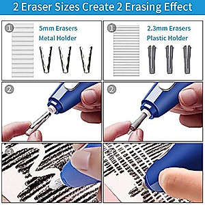 Electric Eraser, 140 Eraser Refills, Electric Pencil Eraser Rechargeable for Artists, Electric Erasers for Drafting, Drawing, Painting, Sketching, Architectural Plans, Detailer Tool-Blue