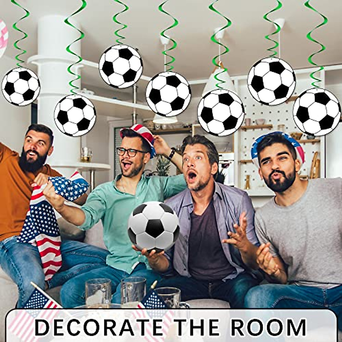 30 Pcs Soccer Ball Hanging Swirls Soccer Party Decorations Soccer Garland Soccer Party Supplies for Boys Kids Birthday Baby Shower Sports Themed Party Decoration