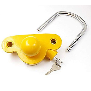 DEF Coupler Lock Hitch Trailer Lock with 2 Keys Heavy-Duty Steel Fits 1-7/8" 2" and 2-5/16" Replaces#72783 Yellow and Chrome