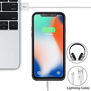 QTshine Battery Case for iPhone X/XS/10, Newest [6500mAh] Protective Portable Charging Case Rechargeable Extended Battery Pack for Apple iPhone X/XS/10(5.8') Backup Power Bank Cover - Black