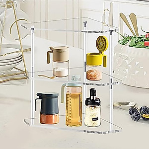 Tasybox Corner Shelf 2 Tier Bathroom Counter Organizer Acrylic Countertop Corner Shelves for Bathroom Kitchen Office Vanity Makeup Spice