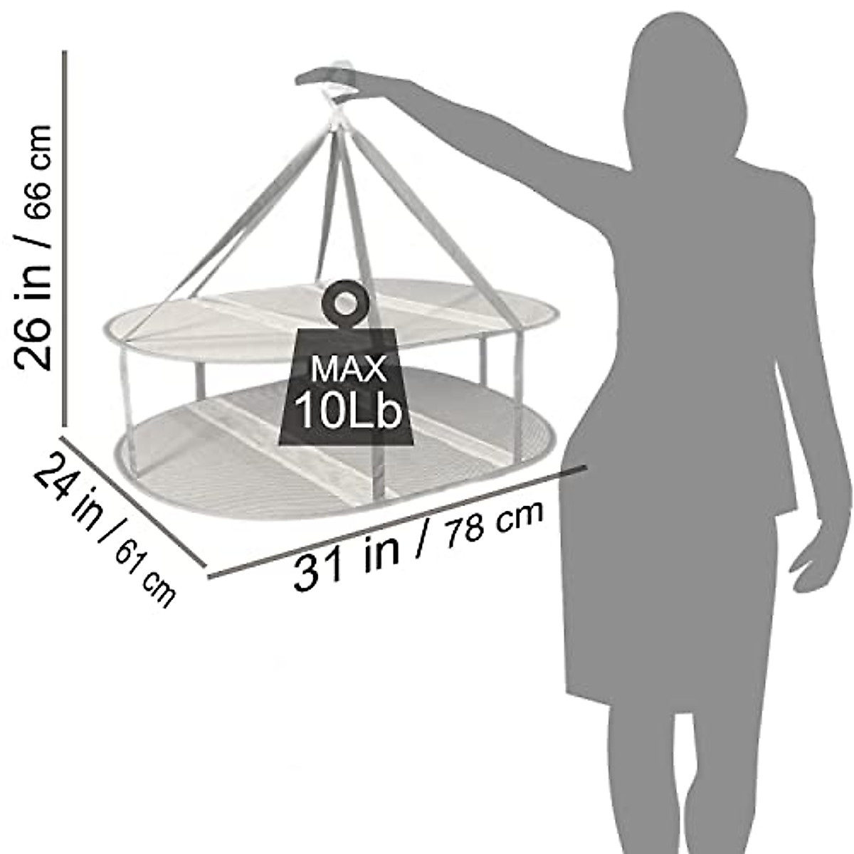 2-Tier Sweater Drying Rack Mesh Foldable Hanging Dryer Laundry Mesh Drying Rack, Foldable Clothing Dryer Racks Collapsible (2 Tier)