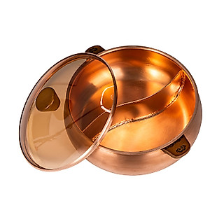 ZhenSanHuan Chinese Traditional old fashioned Copper Hot Pot (6L, double flavor)