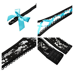 EROMATE Black Lace Garter Belt for Women Halter Women Lingerie Fishnet Stocking