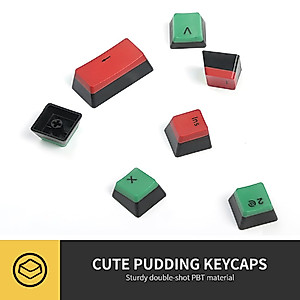 DeLUX Wired Gaming Keyboard - RGB Backlit, Hot Swappable Mechanical Keys, Ergonomic Design, Detachable Palm Rest, PBT Keycaps (KM17-Green)