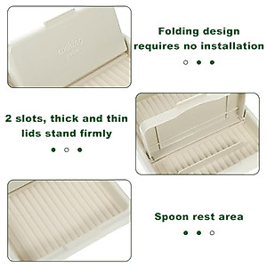 COMNICO Spoon Rest with Lid Holder, 1Pcs Spoon Rest for Stove Top Kitchen Utensil Rest Multifunction Kitchen Gadget Rack Cooking Accessories for Placing Spoons Pot lids Spatulas Utensils Ladle Tongs