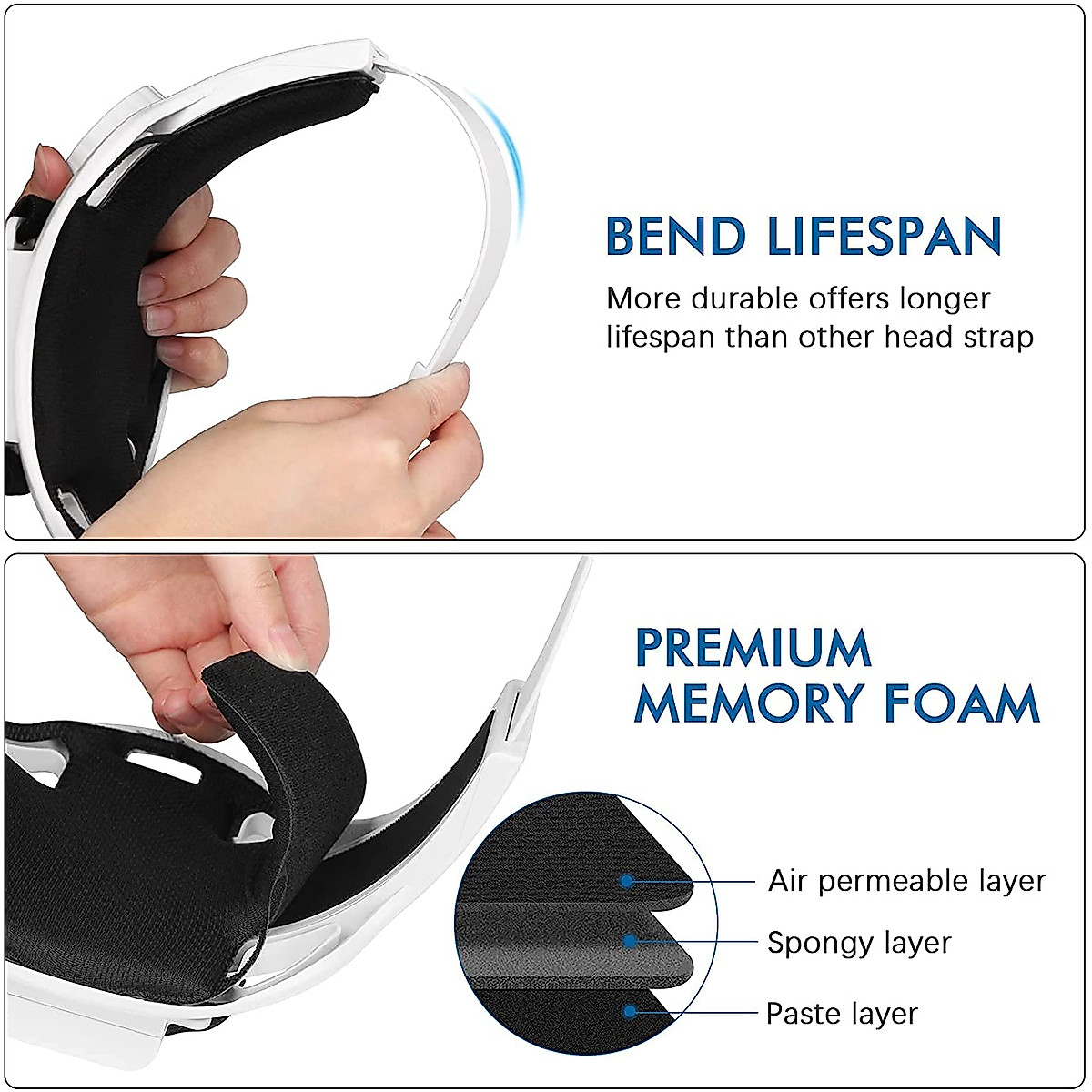 Oculus Quest 2 Accessories Head Strap, Replacement for Elite Strap,Adjustable Head Strap Headband Enhanced Support and Reduce Head Pressure in VR, Comfortable Protective Strap for Oculus Quest 2