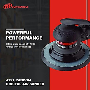 Ingersoll Rand 4151 Random Orbital Air Sander, 3/16" Orbit, 6" Vinyl Pad, 12,000 RPM, 0.2 HP