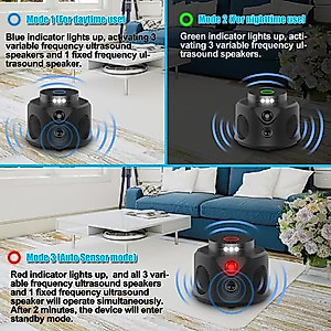 Zimwu Upgraded Rodent Repellent Indoor, 360° Ultrasonic Pest Repeller with 9 Strobe Lights & PIR, Effectively Repel Mouse/Squirrel/Roach/Spider/Bat for Attics, Houses, Barns, Family and Pets Safe