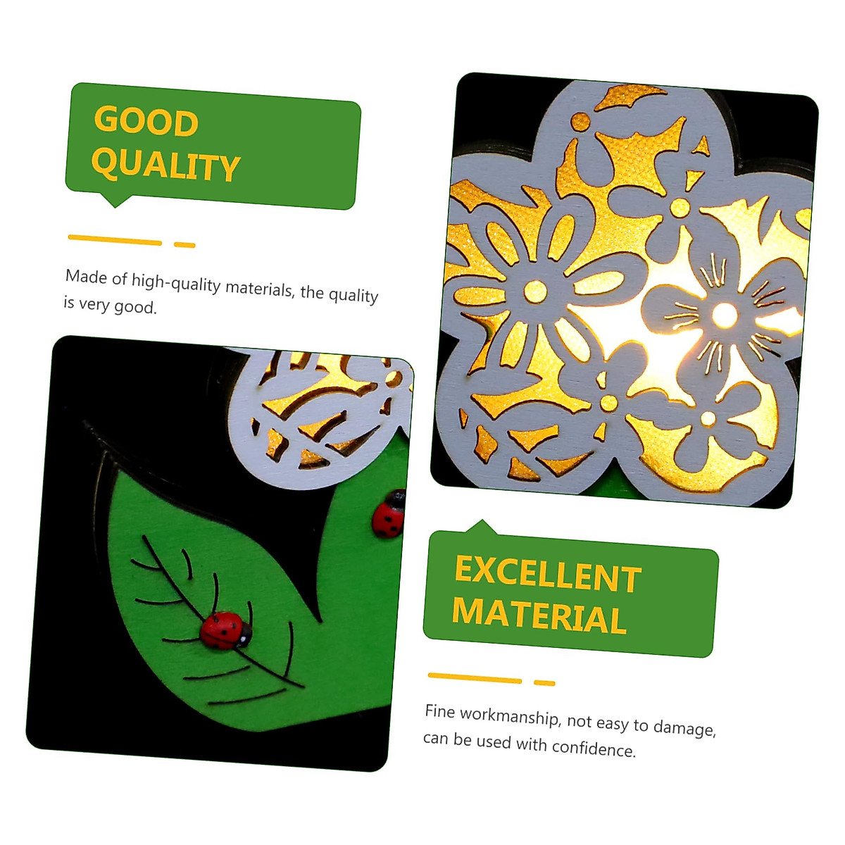 DOITOOL Floral Table Night Light Decor Wooden LED Light Indoor Night Lamp for Home Office Decoration