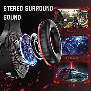 Gaming Headset for PS4, PS5, PC, Xbox One, Over-Ear Gaming Headphones with Noise Cancelling Mic, Premium Stereo, Lightweight Comfortable Earmuffs for Switch Laptop Mobile