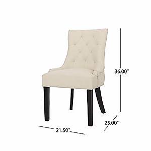 Christopher Knight Home Gwendolyn Contemporary Tufted Fabric Dining Chairs (Set of 4), Beige, Espresso