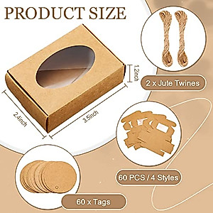 Yexiya 60 Pcs Soap Packaging Boxes 3.54 x 2.36 x 1.18 Inch Mini Kraft Boxes with Window Soap Boxes for Homemade Soap Gift Packaging Box for Candy Chocolate Bakery Cookies Soap Packaging (Kraft Color)