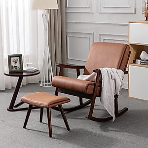 Okeysen Nursery Rocking Chair with Ottoman,Upholstered Rocker Chair Glider Chair for Nursery,Nursing Chair with Footrest,Mid Century Modern Accent Armchair for Nursery Bedroom Living Room