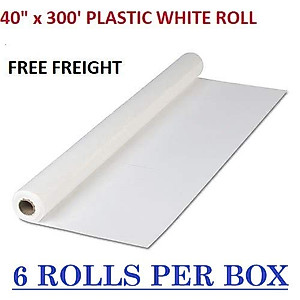 Plastic Party Banquet Disposable Tablecloth Roll White- 300 ft. x 40 in. - Each Roll Covers 30 8' Foot Tables - 6 Pack