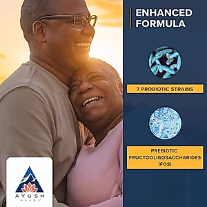 Ayush Herbs Probiotic 100B, Shelf-Stable Daily Probiotic Supplement, 7 Probiotic Strains, 60 Vegetarian Capsules