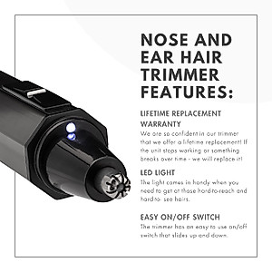 ToiletTree Products Water Resistant Heavy Duty Steel Nose Trimmer with LED Light and Travel Case