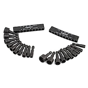 NEIKO 10068A Nut Driver Set, For Impact Drill and Driver, 20 Piece, 1/4” Hex Small Nut Driver Bit Set, Metric and Standard, 4-12 mm & 5/32”-1/2”, CR-V Steel, Nutsetter Driver Bits