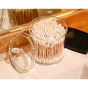 DS. DISTINCTIVE STYLE Bathroom Organizer Cotton Ball Holder Clear Canisters Acrylic Apothecary Jars with Lids (10oz&22oz)
