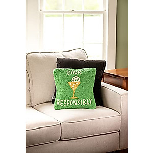 Chandler 4 Corners Artist-Designed Dink Responsibly Hand-Hooked Wool Decorative Throw Pillow (14” x 14”) Irish Pub & Bar Pillow for Couches & Chairs - Low Maintenance, St. Patrick's Day Pillow