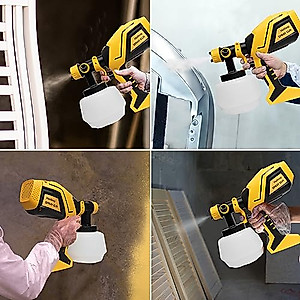 Paint Sprayer, 600W HVLP Paint Spray Gun, 2 Nozzles and 3 Patterns, with 1200ml Container, Paint Gun for House Painting, Fence, Furniture, Garden Chairs, Doors etc.