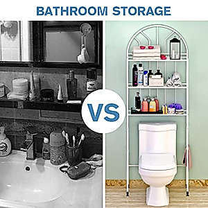 Majzya Over The Toilet Storage, Bathroom Organizer, 3-Tier Bathroom Shelf Space Saver, Freestanding Bathroom Toilet Storage Rack Cabinet Shelves, White