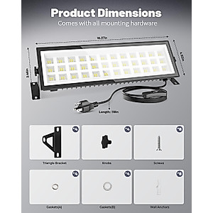 AGranTOP 2 Pack Plug in LED Shop Lights - 100W 15000LM Aluminum Garage Light w/ 9.84ft Power Cord, IP66 Waterproof Shop Lights for Garage, Workshop, Warehouse (Built-in ON/Off Switch)