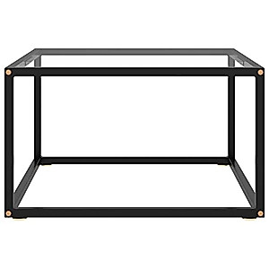 QJBSAVVA Coffee Table Black with Tempered Glass 23.6"x23.6"x13.8",Bedside Tables Side Tables End Tables Entrance Tables Suitable for Meeting Rooms, Reception Rooms, Offices