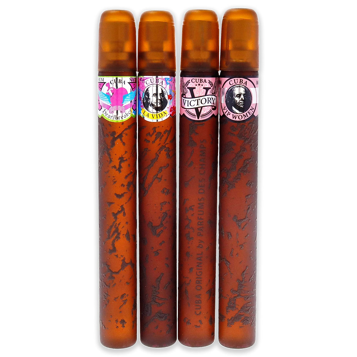 Cuba Cuba Quad I Women 4 Pc Gift Set 1.17oz Cuba Heartbreak EDP Spray, 1.17oz Cuba La Vida EDP Spray, 1.17oz Cuba Victory EDP Spray, 1.17