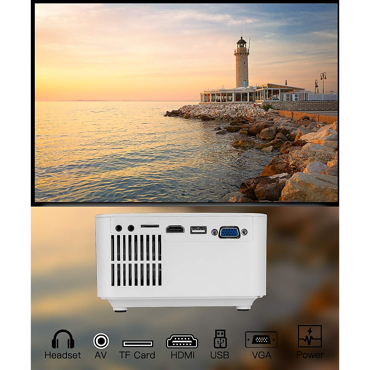 Luby Portable Movie Projector with Free Projector Screen Perfect for Fun Camping Neighborhood Gathering Backyard Movie