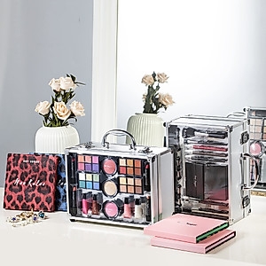 Hot Sugar Makeup Set for Teen Girls Ages 10-12, All in One Beginner Makeup Kit for Women, Cosmetics Gift Set for Birthday Christmas (Clear02)