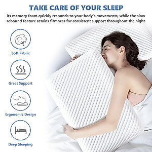 Ubozaw 2 Pack Cooling Gel Memory Foam Pillows for Sleeping, Firm Foam Bed Pillows with Holes, Ventilated Memory Foam Pillows for Back and Side Sleepers, 5 Inch Loft, with Washable Cover, Queen Size