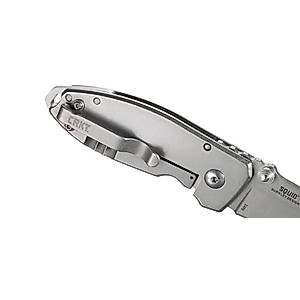 CRKT Squid Folding Pocket Knife: Compact EDC Straight Edge Utility Knife with Stainless Steel Blade and Framelock Handle - Silver Stonewash 2490