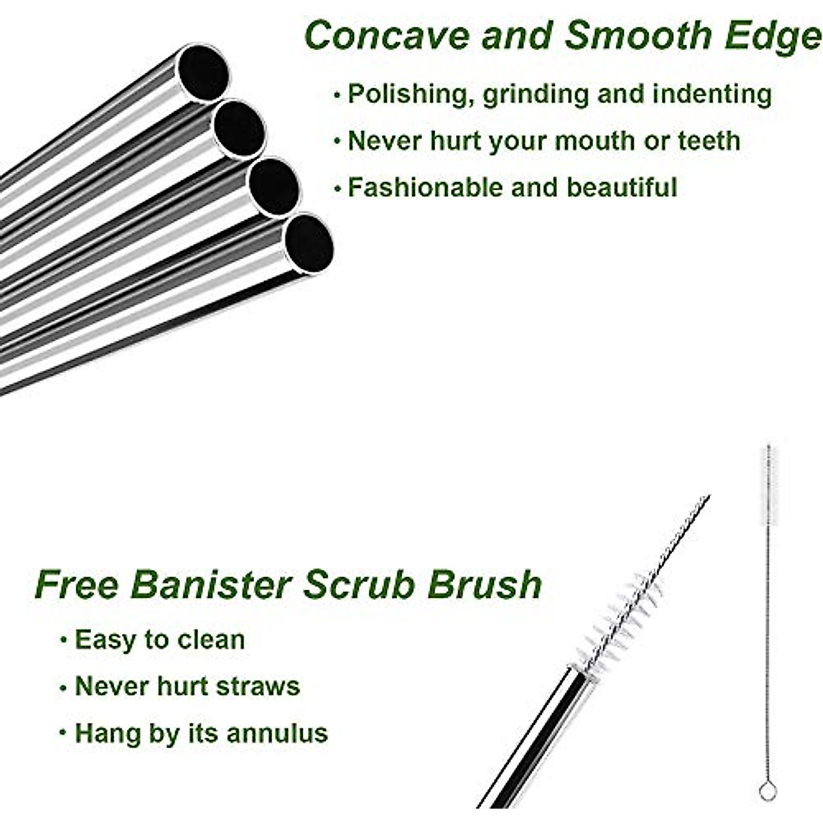 Reusable Straws - Stainless Steel Drinking - Set of 12 + 3 Cleaners - Eco Friendly, SAFE, NON-TOXIC non-plastic CocoStraw Brand