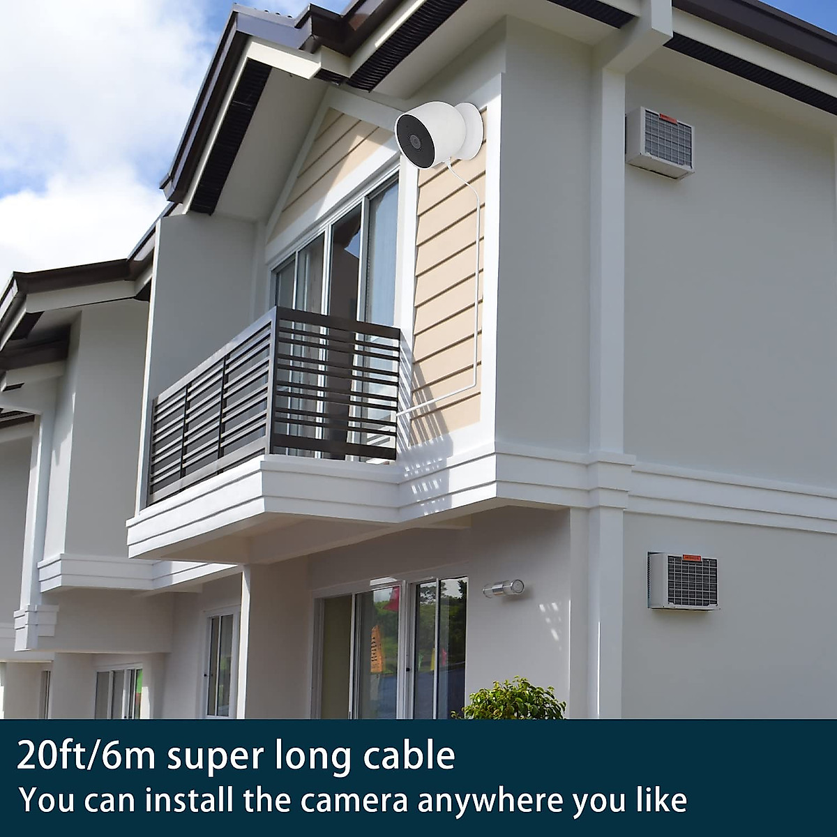 iTODOS 2 Pack 20ft/6m Power Cord for Google Nest Cam (Battery) Only,Replacement Cable,Weatherproof Outdoor,Flat Charging Cable for Nest Camera(Battery)-White