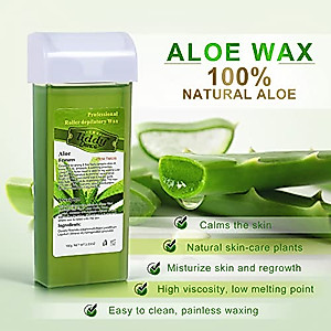 Roll On Wax Refill, Soft Wax Roller cartridge for hair removal, Roller Waxing Kit for Women Sensitive Skin, Aloe Depilatory Wax Roller for Body Area Waxing Legs Arms at Home - 4 Pack (14.1 OZ)