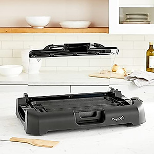 MegaChef Heavy Gauge Aluminum Reversible Indoor Grill and Griddle with Removable Glass Lid, 15" by 11", Black